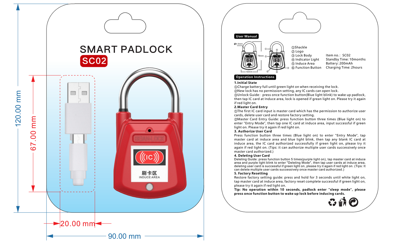 Smart IC Card Padlock SC02